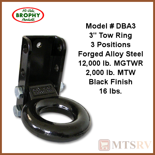 CR Brophy Black 12K Pintle Eye Ring Kit - 3" Adjustable 3-Position ...